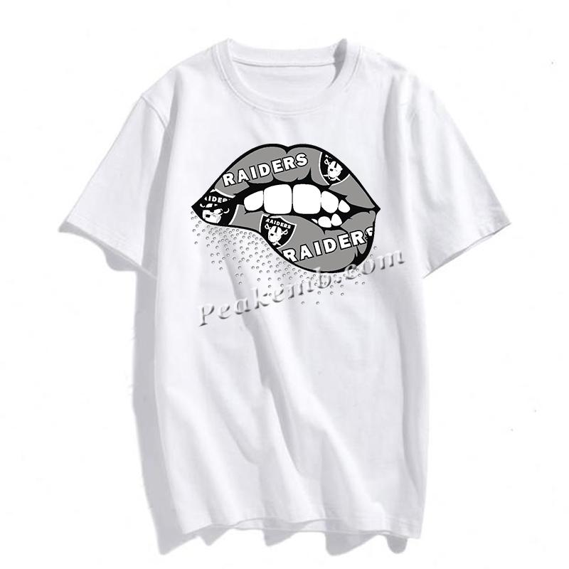 Lip w/ RAIDERS logo design Wholesale nfl heat iron on Transfer - PEAKEMB