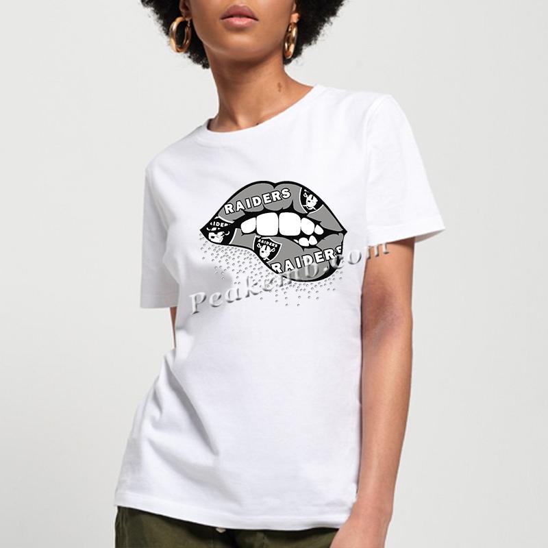 Lip w/ RAIDERS logo design Wholesale nfl heat iron on Transfer - PEAKEMB