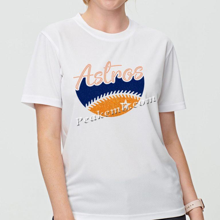 astros rhinestone letters baseball design iron on heat transfer - PEAKEMB