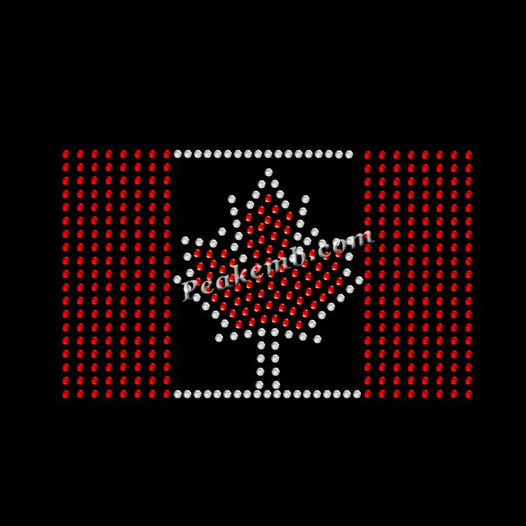 Maple leaf iron on rhinestone transfer - PEAKEMB