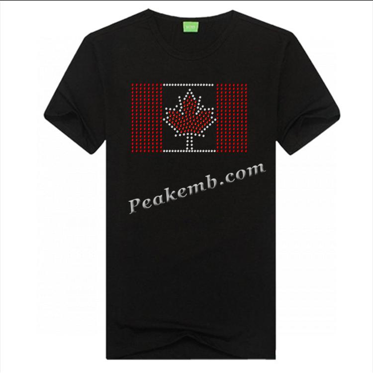 Maple leaf iron on rhinestone transfer - PEAKEMB