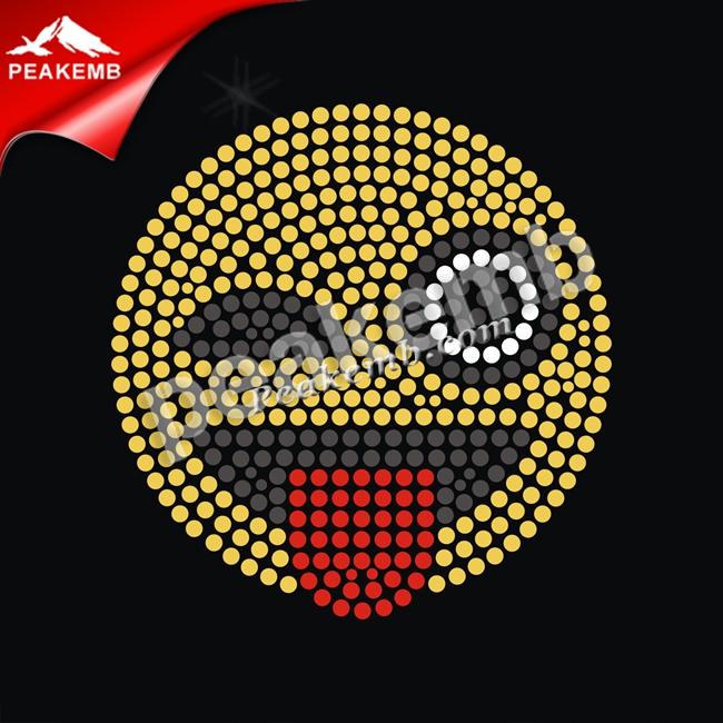 Smiley Face Rhinestone Iron On Transfers Bling For T Shirts - PEAKEMB